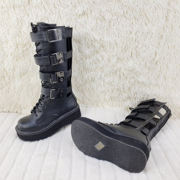 Demonia | Shoes | Open Back Cage Style Goth Punk Platform Knee Boots ...